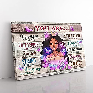 Hwzorhy African American Wall Art Black Queen Girl Canvas Print Wall Art Motivational with Black Woman Painting Wall Decor Modern Artwork Home Decoration for Living Room Bedroom Bathroom Office