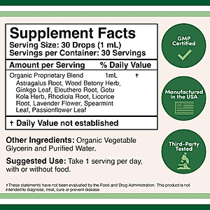 Adrenal Support Supplements (Liquid Drops) - 10 Organic Adaptogens for Adrenal Fatigue (One Month Supply) Cortisol Manager for Stress Relief (10 Apoptogenic Herbs for Adrenal Health) by Double Wood