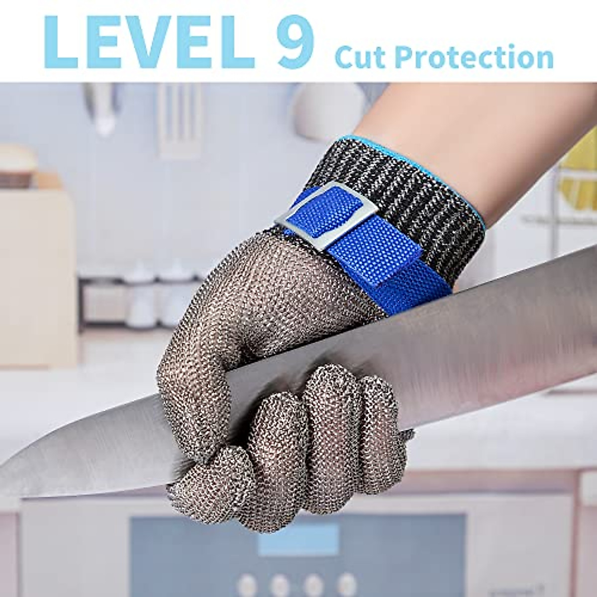 ARCLIBER Level 9 Cut Resistant Glove Stainless Steel Wire Metal Mesh Butcher Glove for Meat Cutting Oyster Shucking Chopping and Peeling