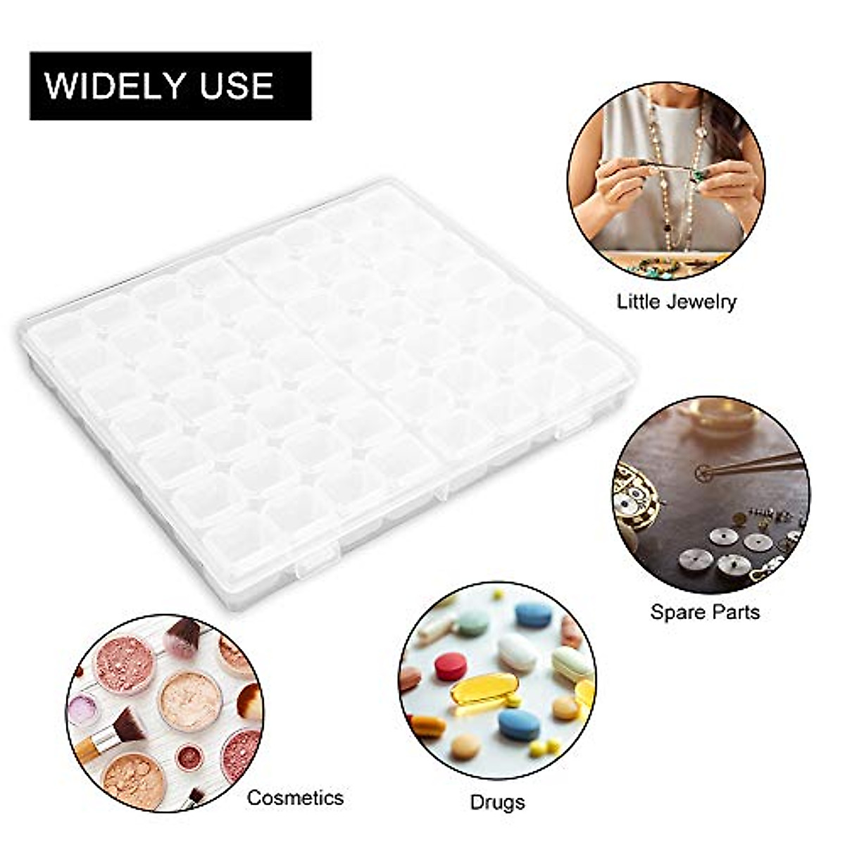 Nail Art Tool Jewelry Storage Box, 56 Grids Plastic Nail Art Storage Box Organizer Container with Removable Dividers Case for DIY Art Craft