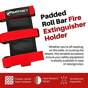 Bartact - Padded Roll Bar Fire Extinguisher Mount for Vehicle Holder with Adjustable Steel Brackets, US Made Anti-Fade Off-Road for Jeep Fire Extinguisher Holder, Jeeps TAOFEHR, Red (2.5-5 lbs)