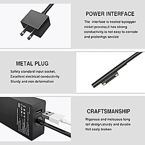 65W Surface pro Charger Replacement for Microsoft Surface Pro 9 8 7+ 7 6 5 4 3 X,Windows Surface Laptop 5 4 3 2 1 Studio, Surface Go Tablet, Surface Book 3 2 1,Support 44W,36W,24W Adapter
