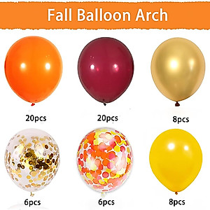 Fall Balloons Thanksgiving Balloons Balloons Orange Yellow Burgundy Gold and Confetti Balloons Autumn Theme Decorations for Baby Shower Birthday Wedding Bridal Boys Girls Thanksgiving Party Decor
