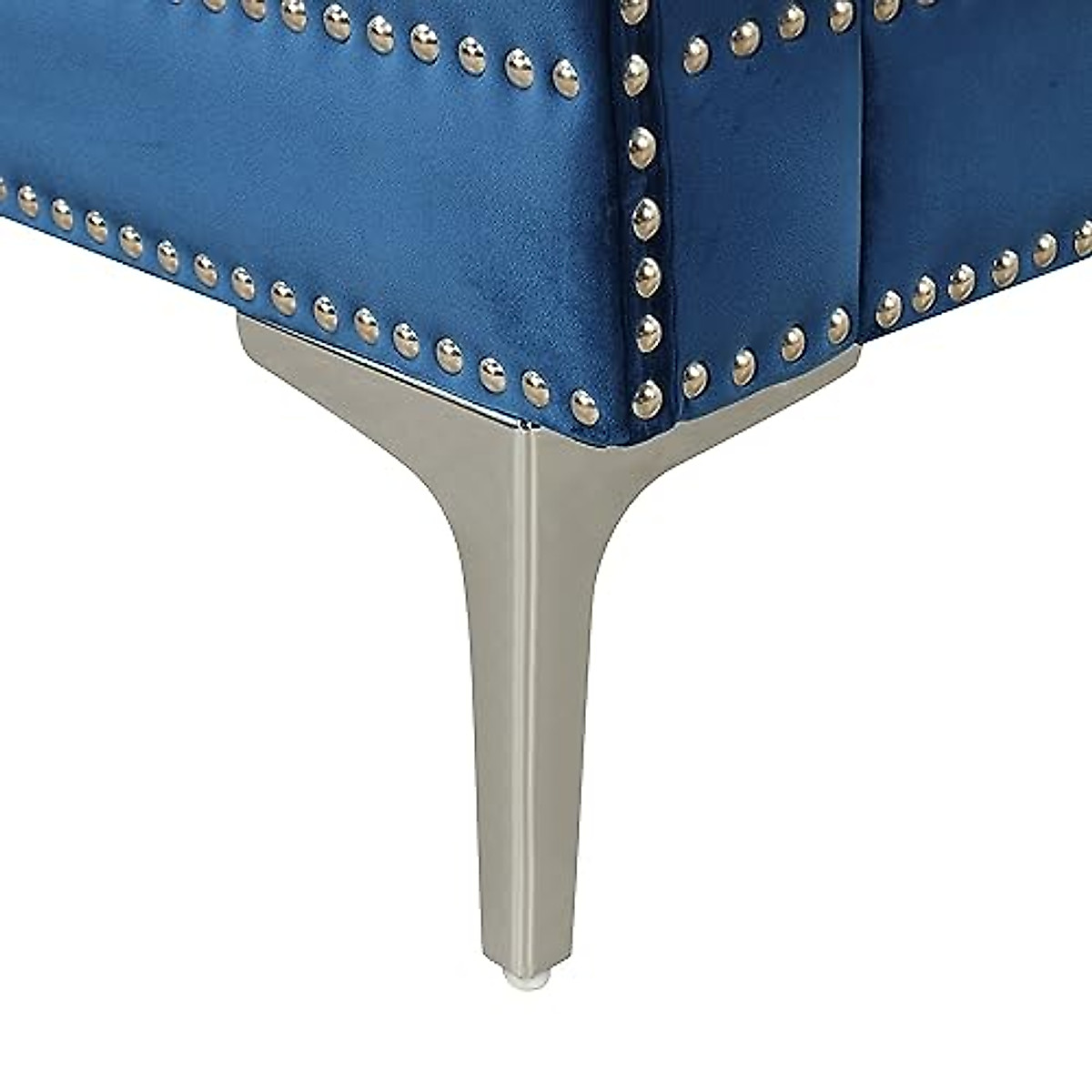 Merax, Blue 33.5" Modern Sofa Frosted Velvet Soft Upholstered Couch Loveseat with Metal Legs,Button Tufted Back for Living Room