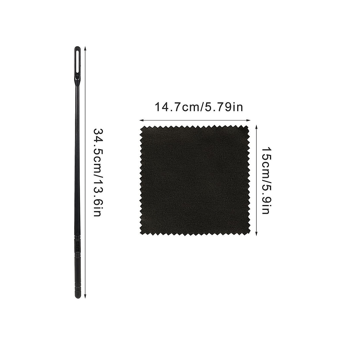 AIEX Flute Cleaning Kit Flute Cleaning Rod Flute Cleaning Swabs Flute Cleaning Cloth for Flute Cleaning Polishing (Black)