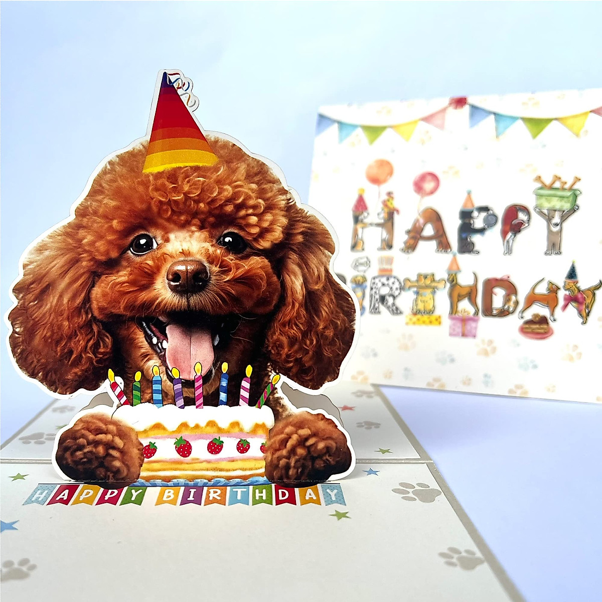 Crazytops Poodle Dog 3D Birthday Funny Pop Up Cards, Poodle Funny and Surprise Happy Birthday Lovely Cards