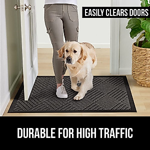 Gorilla Grip All-Season WeatherMax Doormat, Durable Natural Rubber, Stain and Fade Resistant, Low Profile, Indoor Outdoor Door Mats, Easy Clean Patio Entrance Mat, 17x29, Gray Diamond