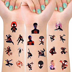 8 Sheets Miles Temporary Tattoos for Kids, Morales Birthday Party Decorations Party Favors for Kids Party Supplies