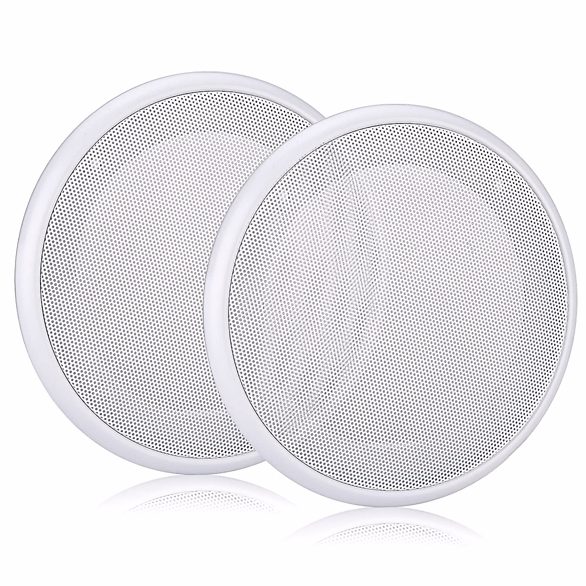 Facmogu 2PCS 8in White Ceiling Speaker Covers, Surface Mount Speaker Grill Mesh Round Speaker Grille Woofer Car Speaker Grill Cover Guard Protector Replacement Round Metal Grills