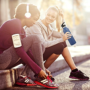 Neihepal 24oz Insulated Water Bottles Bulk 8 Pack,Stainless Steel Double Wall Sport Bottle with Straw Lid,Metal Reusable Thermoses Cup with Hand Cap for School,Cyclists,Hikers,Gift (Navy,Set of 8)