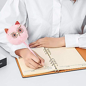 Abhay 4 Pack Owl gift Pen Novelty Pens Colorful Fluffy Ball Pen Pom Pom Pen for Easter and Party Supplies