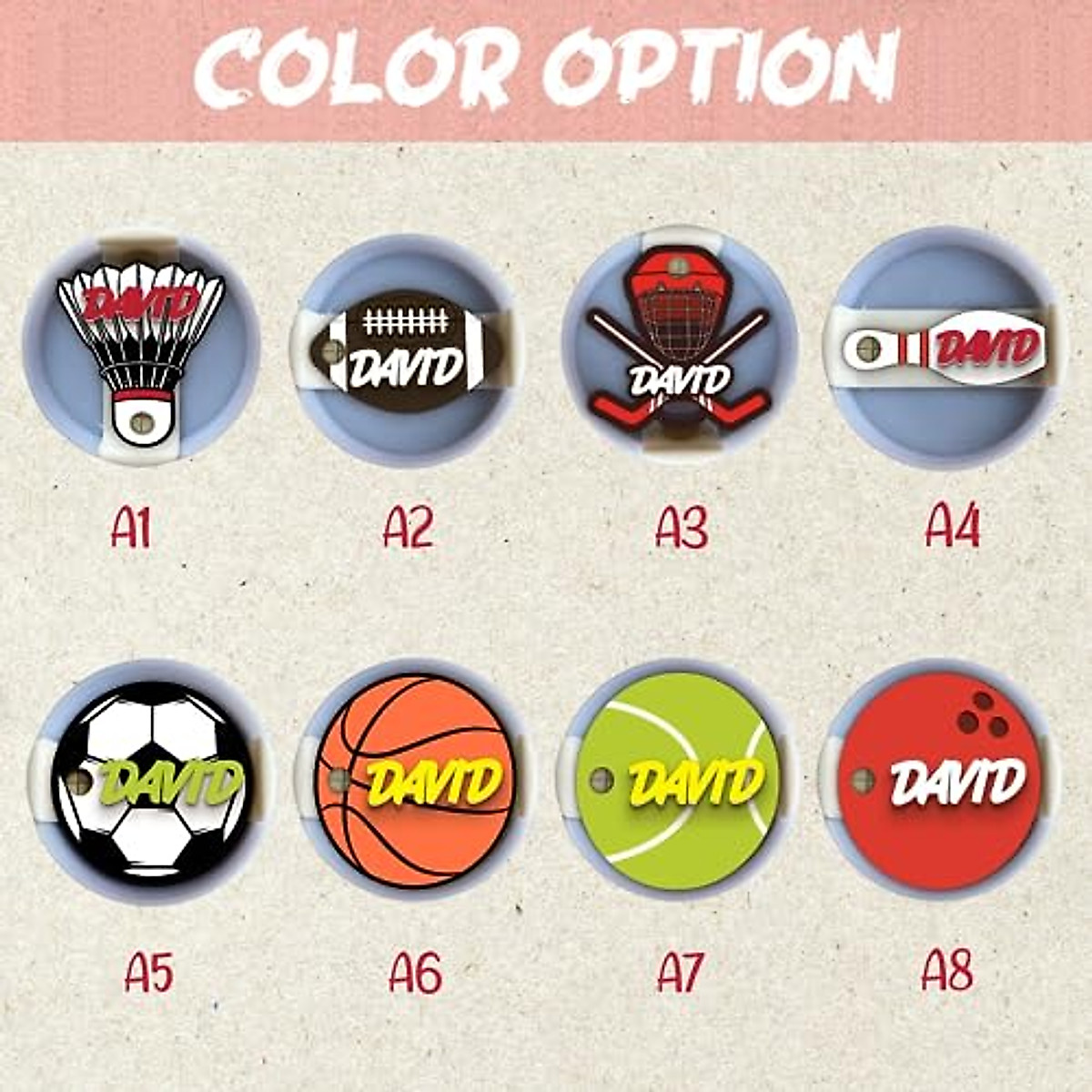 Personalized Sports Tumbler Topper, Baseball, Football, Batsketball Name Plate, Cup Name Tag, Football Tumbler Topper