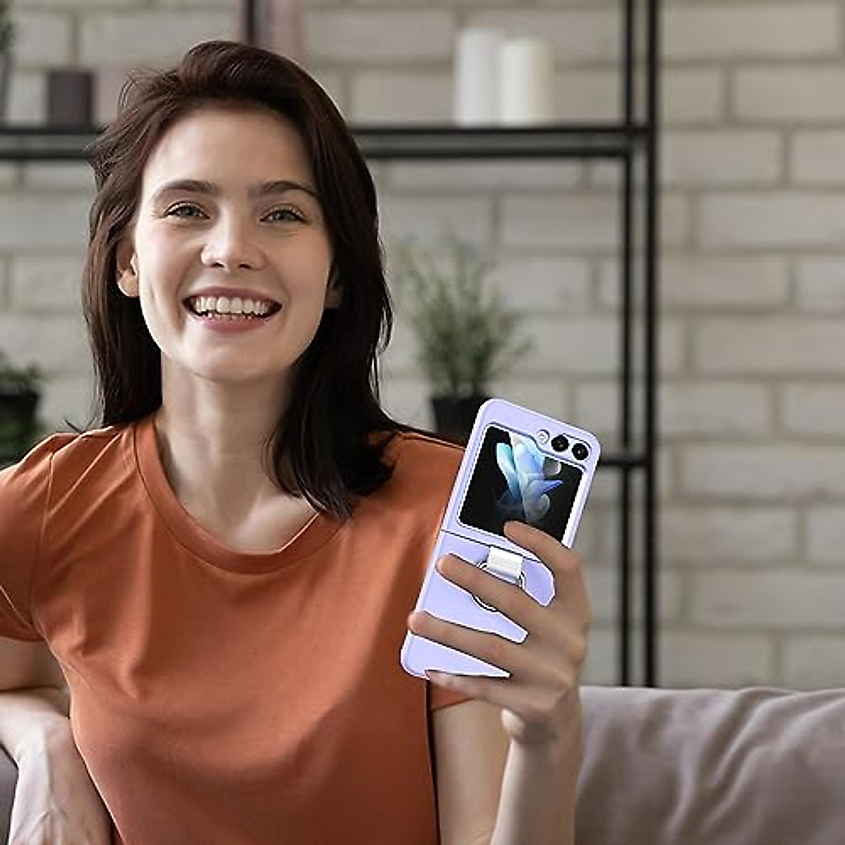 KALKIAM Compatible for Samsung Galaxy Z Flip 5 Case | Premium Hard PC Slim Phone Case with Kickstand Ring | 360° All-Round Protective Case Cover for Galaxy Z Flip 5 Purple