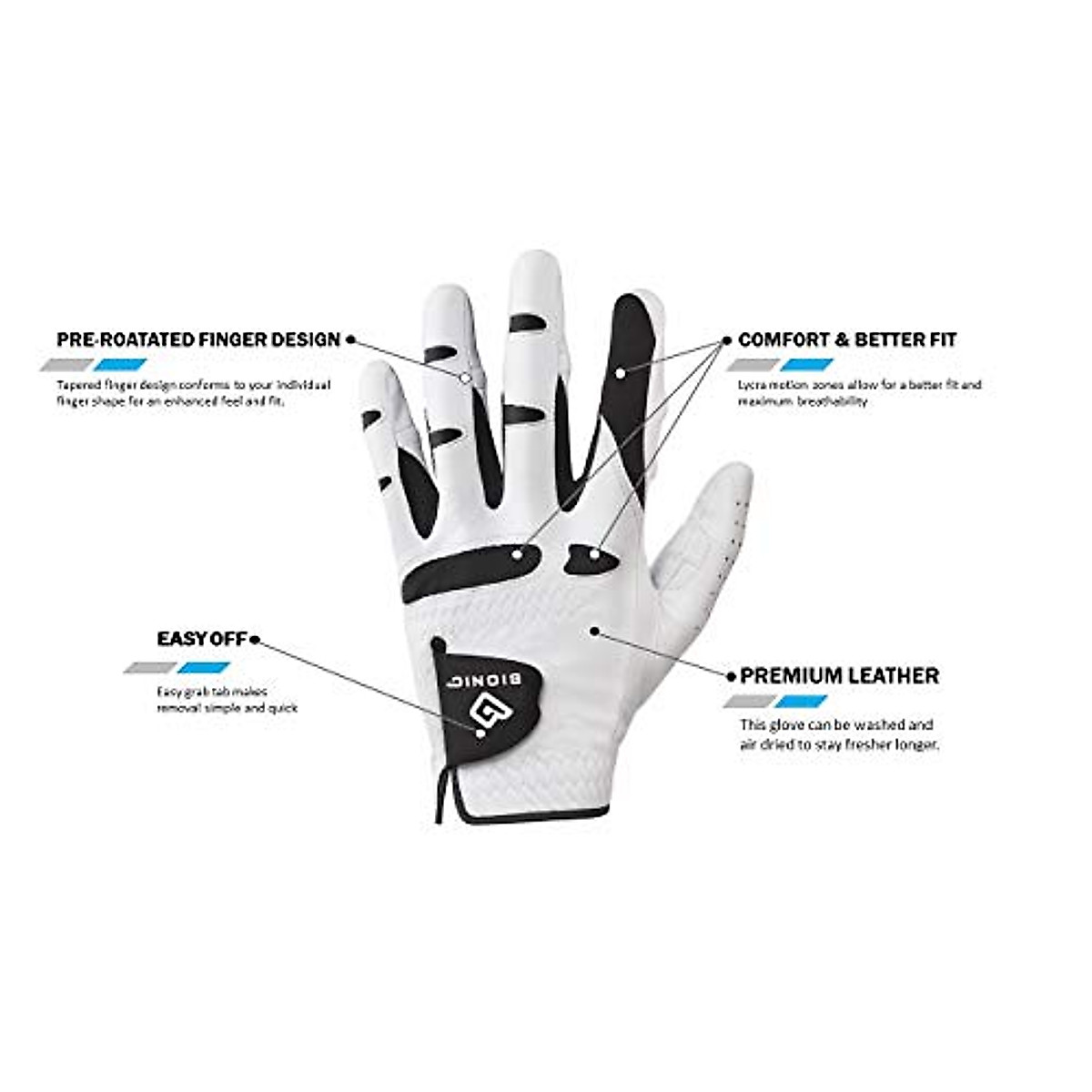 Bionic StableGrip with Natural Fit Golf Glove - White (XX-Large, Left)