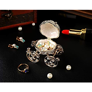 QIFU Pumpkin Carriage Series Enameled Trinket Box Hinged Decorative Collectible Figurine Unique Gift to Store The Ring