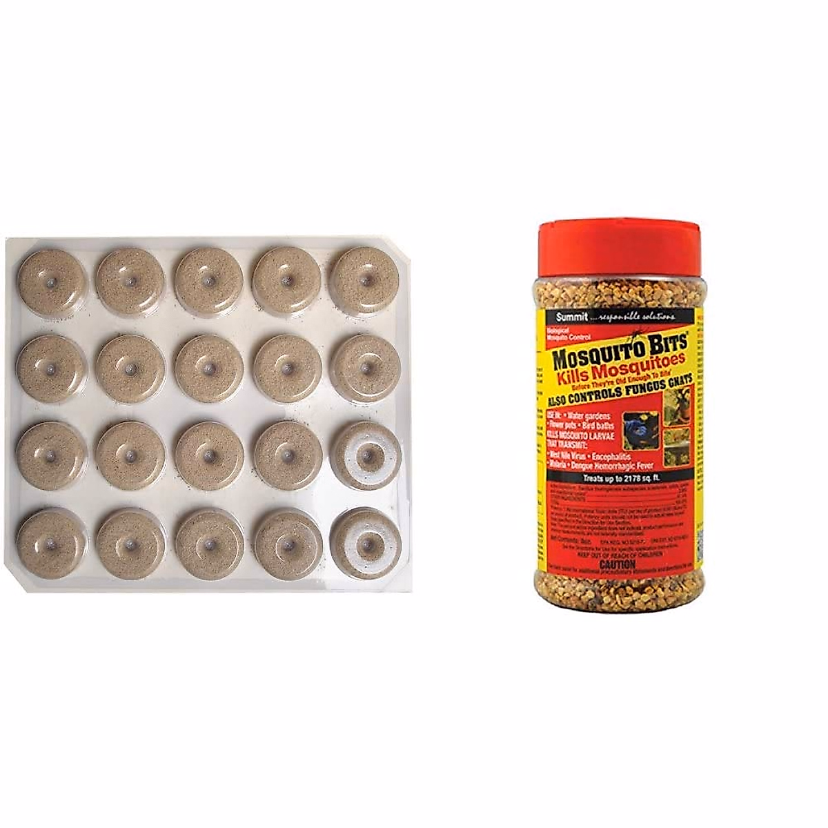 Summit Mosquito Dunks, 20 Dunks, Natural, 1 Pack & Summit 116-12 Quick Kill Mosquito Bits, 8-Ounce