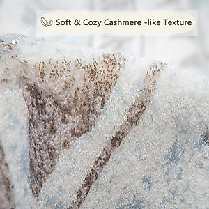 auruge Area Rug Vintage Boho Indoor Rugs Cozy & Fluffy Foldable Carpet Non-Slip Non Shedding & Machine Washable Rugs for Living Room Bedroom Dining Room,Beige & Blue,8x10