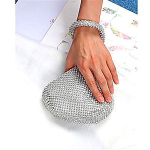 ele ELEOPTION Women Purse Women's Evening Bag Full Rhinestones Wedding Purse, Silver for 4.7 inch phone