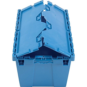 Monoflo Global Industrial Plastic Distribution Container With Hinged Lid, 21-7/8x15-1/4x12-7/8, Blue