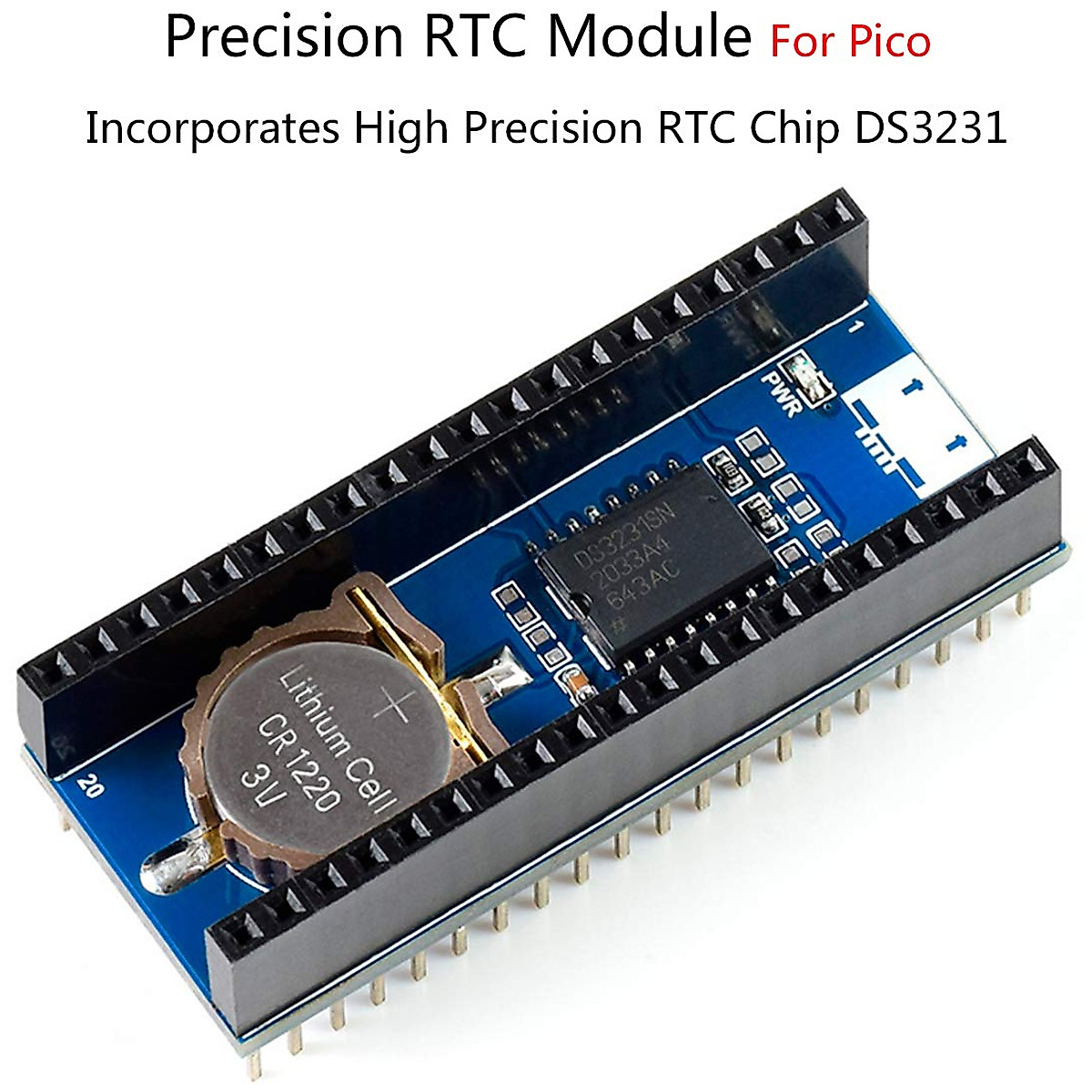 Waveshare Precision RTC Module for Raspberry Pi Pico, Onboard High Precision RTC Chip DS3231, Uses I2C Bus for Communication Real-Time Clock Record