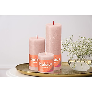 BOLSIUS 4 Pack Misty Pink Rustic Pillar Candles - 2.75 X 7.5 Inches - Premium European Quality - includes Natural Plant-Based Wax - Unscented Dripless Smokeless 85 Hour Party and Wedding Candles
