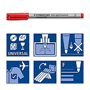 STAEDTLER Lumograph Non-Permanent Wet Erase Marker Pens, Fine Tip Refillable Colored Markers, 8 Pack, 315 WP8
