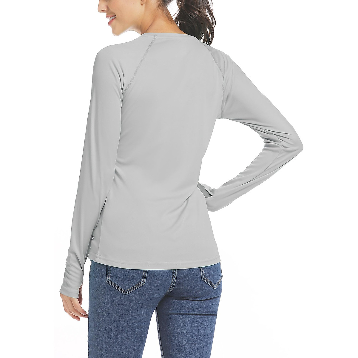 Willit Women's UPF 50+ Sun Protection Shirt Long Sleeve SPF UV Shirt Rash Guard Swim Hiking Fishing Tops Lightweight Gray M