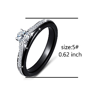 S925 Sterling Silver Ceramic Black Band Rings for Women Wife Bride Mom Lover Engagement Wedding Jewelry Birthday 10
