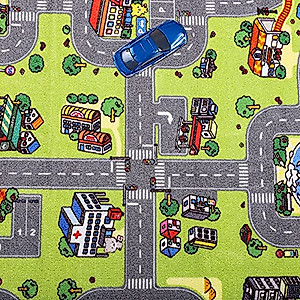 Maxsoft Kids Rug, Car Carpet Play Mat for Kids, City Road Rug for Boys Toddler, Children Educational Road Traffic System Playmat for Playroom Track Game Safe Area(3 x 5 Feet)