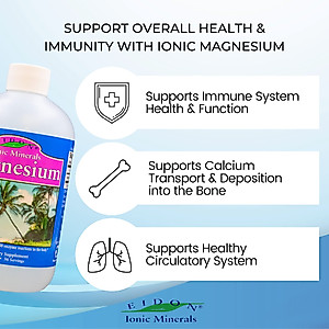 Eidon Liquid Magnesium Concentrate - Ionic Magnesium Drops Supplement for Adults, Men and Women, Supports Muscle Relaxation, Bioavailable, No Additives or Preservatives - Magnesium Chloride, 18 oz