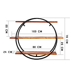 PIBM Stylish Simplicity Shelf Wall Mounted Floating Rack Shelves Industrial Wind Metal Solid Wood Display Stand Bookshelf Save Space,3 Colors,3 Sizes, a , 90X70cm