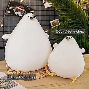 KooTeedd Cute Seagull Plush Pillow Fat Chicken Plush Toy Stuffed Animal Funny Mother Hen Doll Cartoon Plushie Gift for Girlfriends 15 Inch