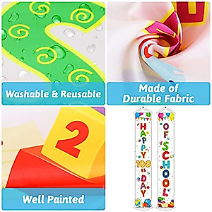 Happy 100th Day of School Porch Banner Door Decorations, 100 Days Porch Sign for Kindergarten Primary School Preschool Celebrate 100th Day Party Supplies Favors (White)