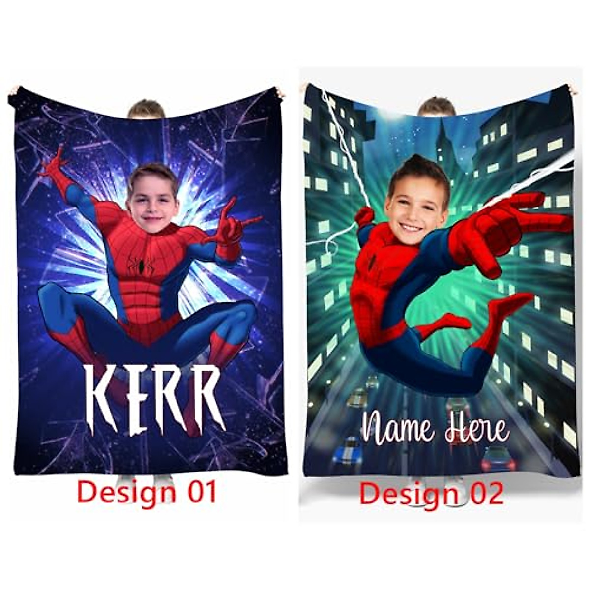ROYAMS Kids Superhero Blanket Custom Blanket for Boys Personalized Super Hero Blanket with Photo and Name
