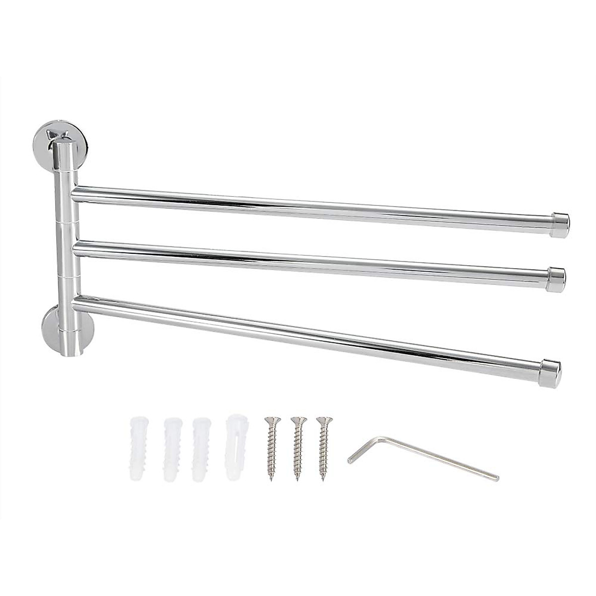 Swivel Towel Bar, 201 Stainless Steel 2/3-Arm Wall Mounted Towel Rack, for Bathroom Kitchen Space Saving Swing Out Towel Hanger Holder (3 arm)