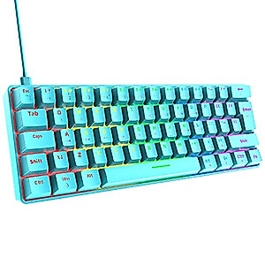 Qksky Mechanical Gaming Keyboard Green/Red Switch 62 Keys USB Wired Gaming Keyboard with 18 RGB Lights Effect Desktop PC Gamer Green switches