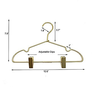 Koobay 12.5" Gold Metal Baby Clothes Clips Hanger Children Kids Coat Hanger Display and Storage 10Pack
