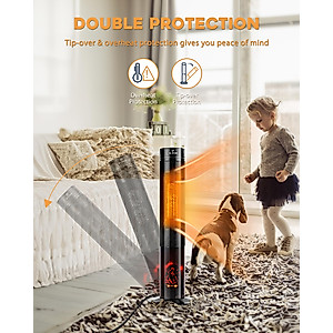 Space Heater Indoor, Airvention 1500W 34" Electric Heater for Large Room, 4 Modes,12H Timer, PTC Ceramic Heating with Thermostat, Remote, Portable Tower Heater for Office, Bathroom, Bedroom,AI-H300