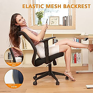 ETasker Ergonomic Office Chair Home: Mesh Desk Chairs with Wheels and Adjustable Arms - Comfortable Computer Desk Chair for Women Adults - Mid Back Swivel Task Chair for Home Office