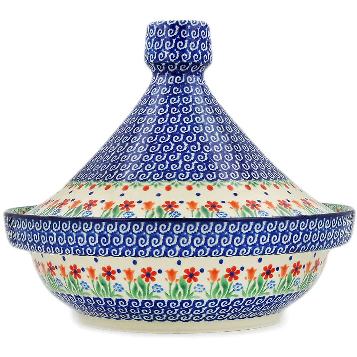 Polish Pottery 56 oz Tagine Pot made by Ceramika Artystyczna (Babcia's Garden Theme) + Certificate of Authenticity