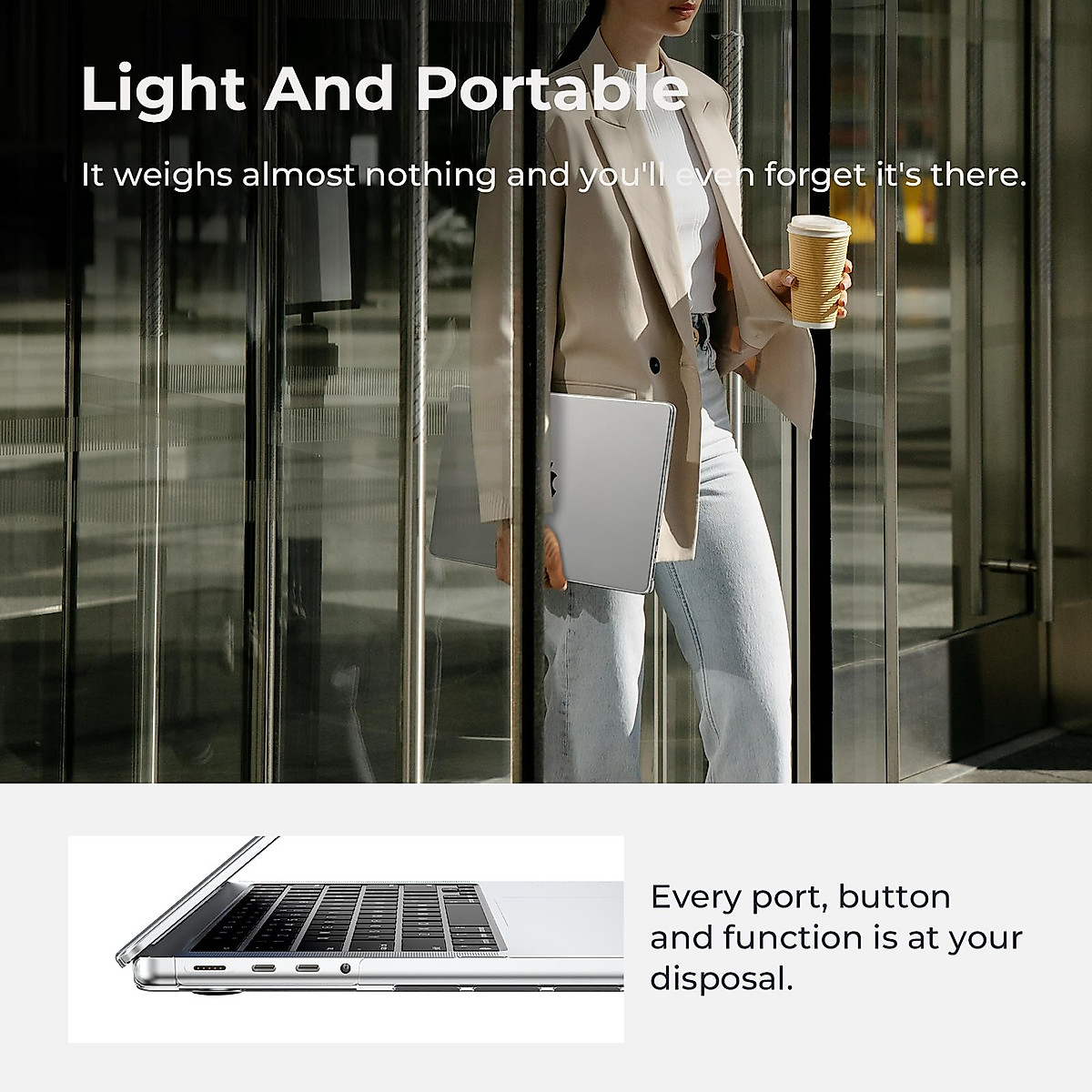 EooCoo Compatible for MacBook Pro 14 inch Case 2023 2022 2021 Release M2 A2779 A2442 M1 Pro M1 Max Chip, Hard Shell Cases with Keyboard Cover, Screen Protector - Crystal Clear