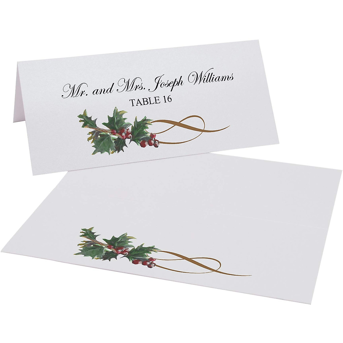 Christmas and Holiday Holly Swirl Printable Place Cards, Set of 60 (10 Sheets), Laser & Inkjet Printers - Wedding, Party, Dinner, and Special Events - Made in the USA