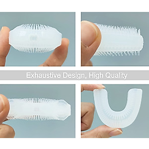 SIOTMERA Toddler U Shaped Soft Toothbrush 360° Clean Whole Mouth, Best Kids Teeth Brushes, Age 6-12 Years Infant Toothbrush,White Donut Design Handle with 3 Food Grade Soft Silicone Brush Head