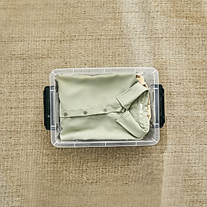 Cetomo Plastic Storage Bin Box Organizing Container with Lid and Secure Latching Buckles, Clear, 16Qt x 6, Pack of 6