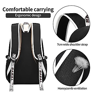 FENGDONG Teenage Girls Bookbag School Backpack Children Casual Daypack Schoolbag for Teens Black White