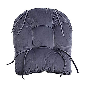 TOPINCN Glider Rocker Replacement Cushions Cover Set, Soft Velvet Cotton Chair Cushion + Stool Pad Set Warm Cover Rocking Chair Cushions Total Chair Pad Cushion for Home Office, Gray