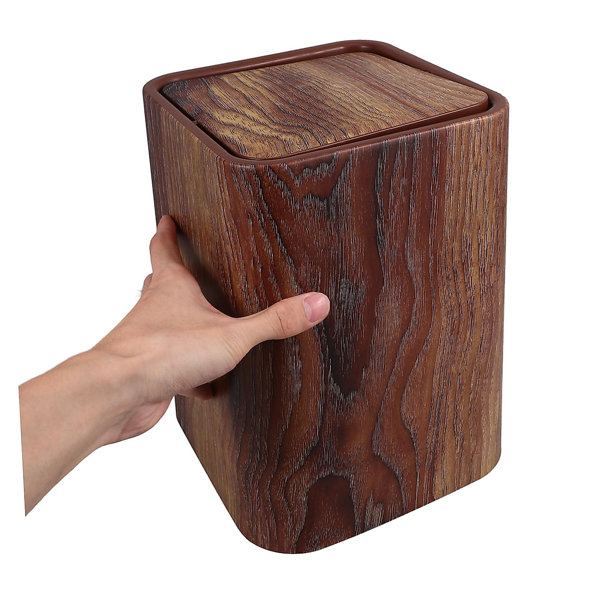 CHILDWEET Wood Grain Garbage Can for Home Office Vintage Trash Bin Garbage Bin Garbage Container Office Waste Basket Office Trash Can