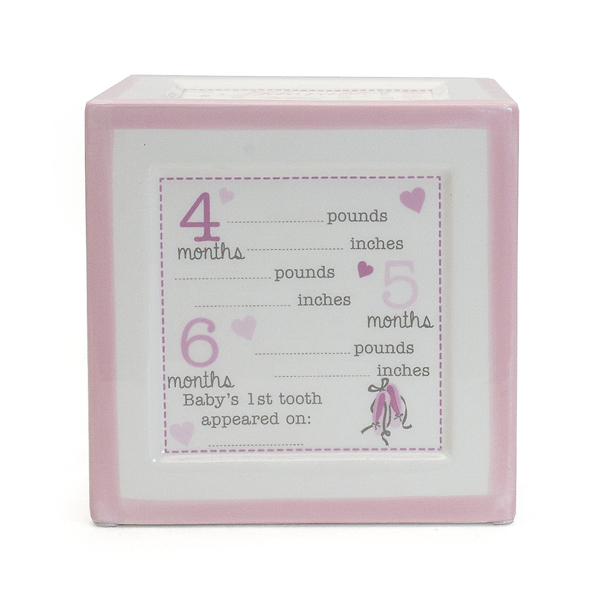 Child to Cherish New Baby Keepsake Piggy Bank, A Block to Grow On, Pink