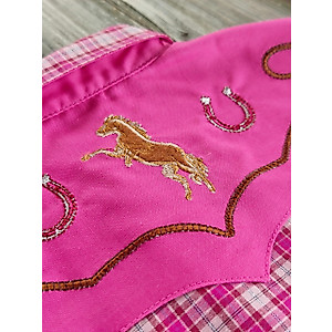 4Rodeo Baby Toddler Western Pink Plaid Cowboy Bodysuit Shirt (9-12 Months)