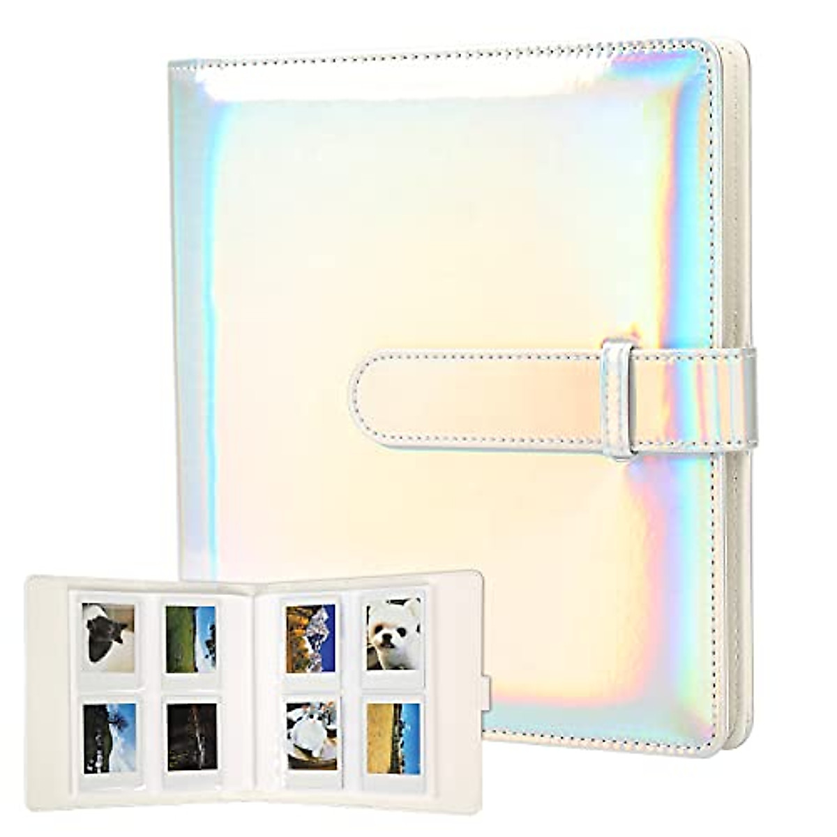 256 Pockets Photo Album for Fujifilm Instax 11 12 9 40 Mini Camera, Polaroid Camera, Photo Album for Fujifilm Instax Mini Evo Liplay 90 8 7+ Instant Camera, Polaroid HP Zink 2x3" Photos (Magic Silver)